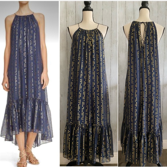 Tibi | Dresses | Tibi Metallic Gold Fil Coupe Maxi Dress | Poshmark